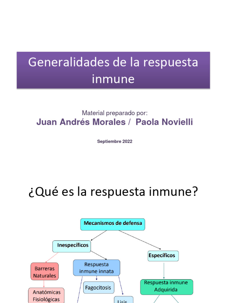 Generalidades de La Respuesta Inmune | PDF | Sistema inmune | Sistema complementario