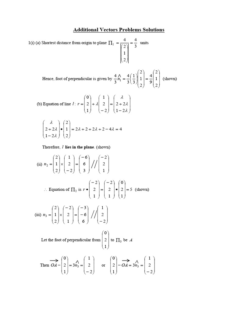Vectors Problems Solutions | PDF | Mathematical Analysis | Applied ...