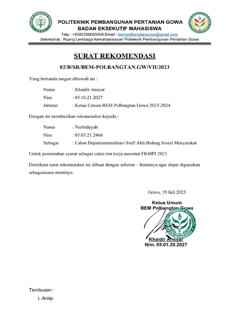 Sr. 002 - Tim - Kerja - FKMPI - (Nurhidayah) | PDF