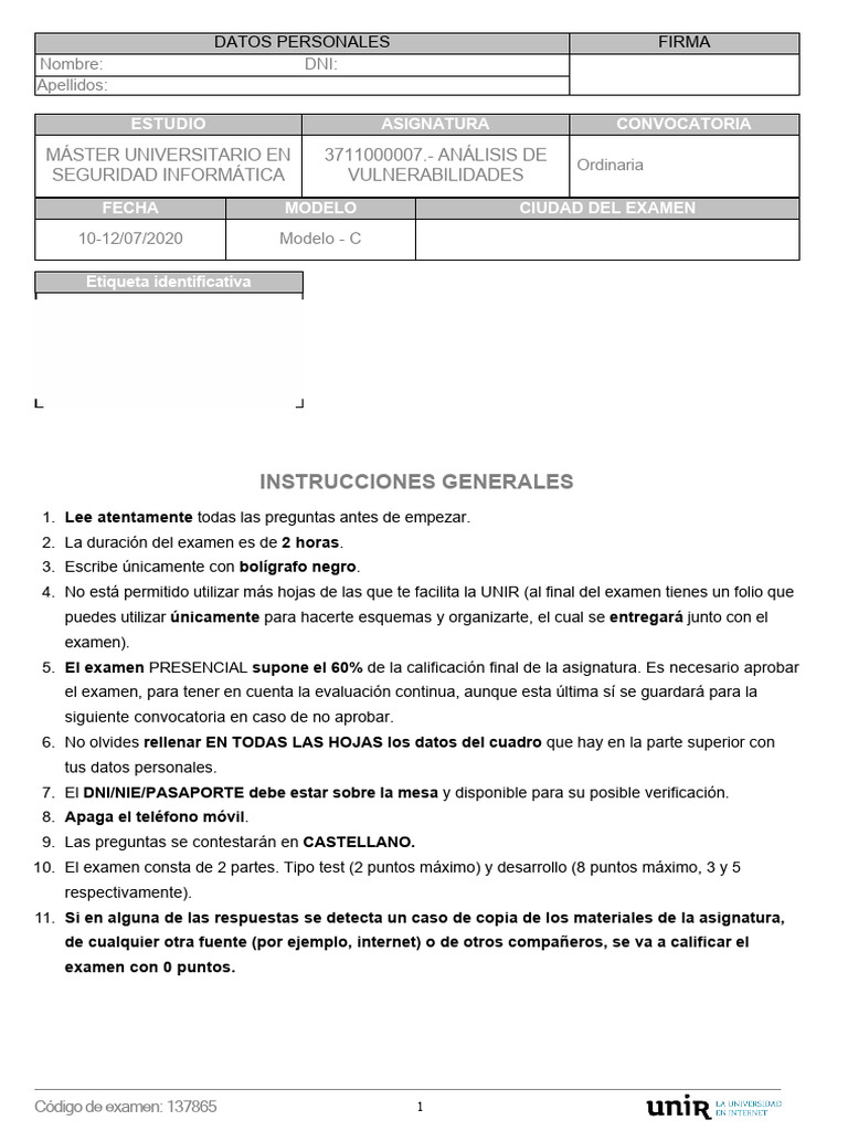 Modelo C - 2020 | PDF | Protocolo de Control de Transmisión | Vulnerabilidad (informática)
