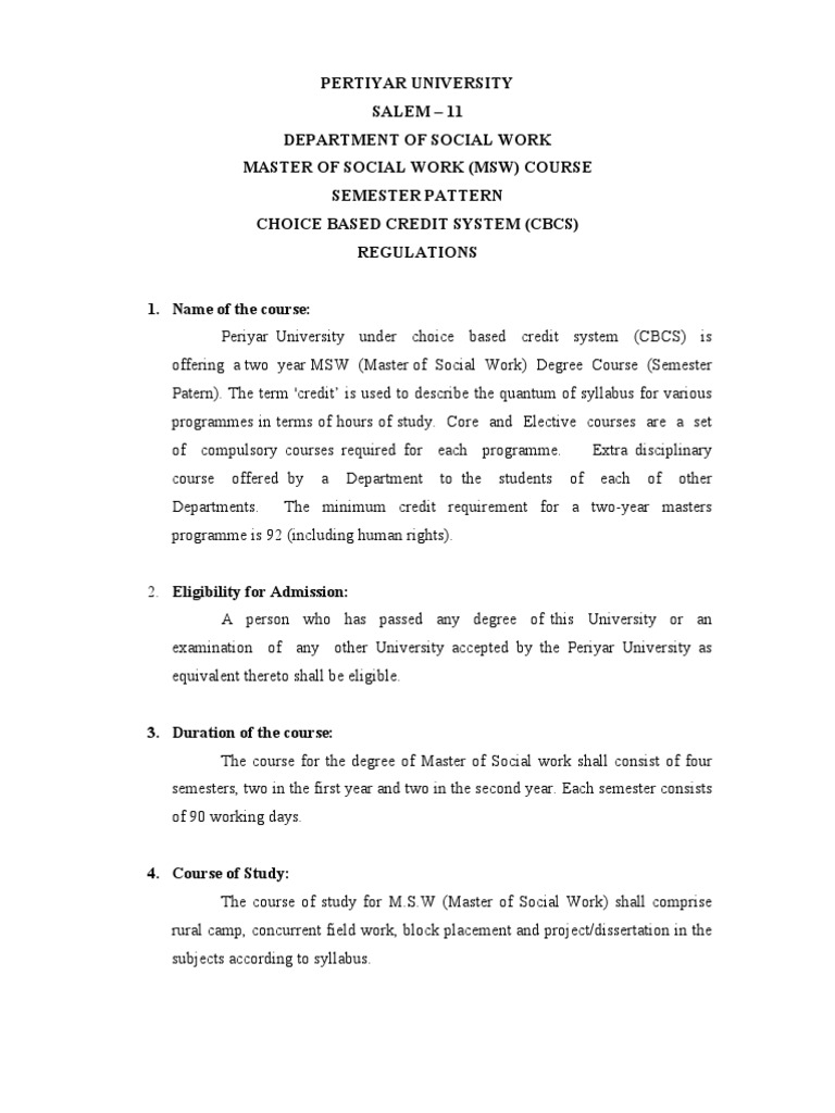 MSW Master of Social Work | PDF | Social Work | Thesis