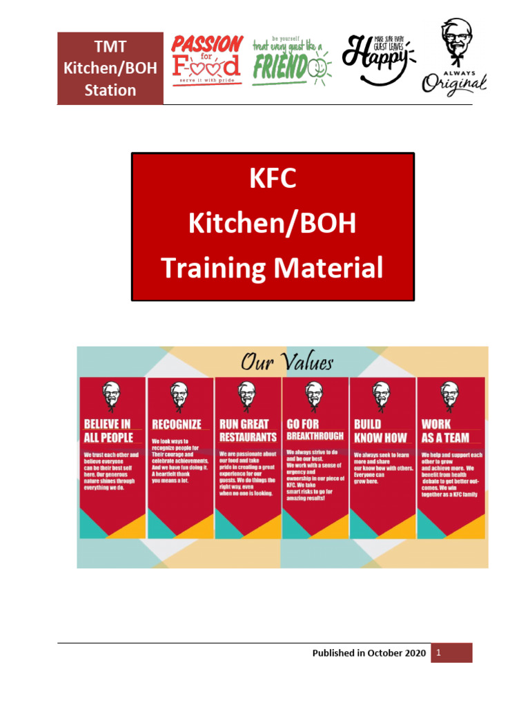 KFC BOH Training Material Overview | PDF | Hand Washing | Water