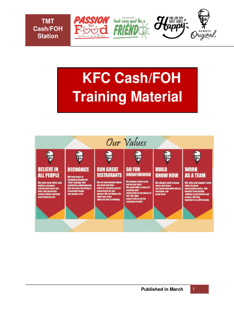 KFC Cashier Training Guide | PDF | Point Of Sale | French Fries
