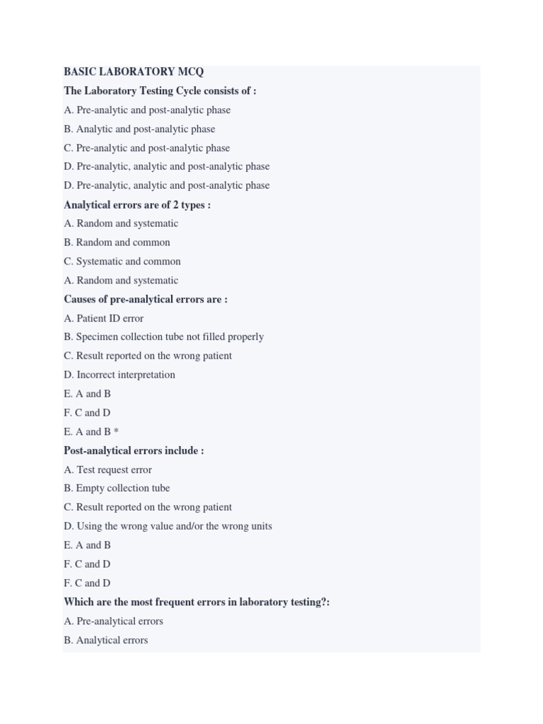 Basic Laboratory MCQ | PDF | Anemia | Tissue (Biology)