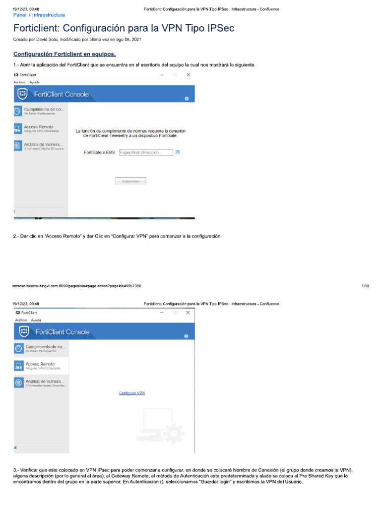 Forticlient - Configuración para La VPN Tipo IPSec | PDF