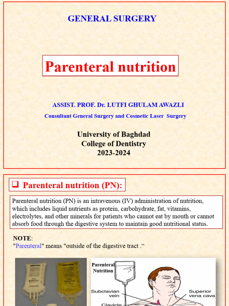 12 Dentistry L12 Parenteral Nutrition | PDF | Gastrointestinal Tract ...