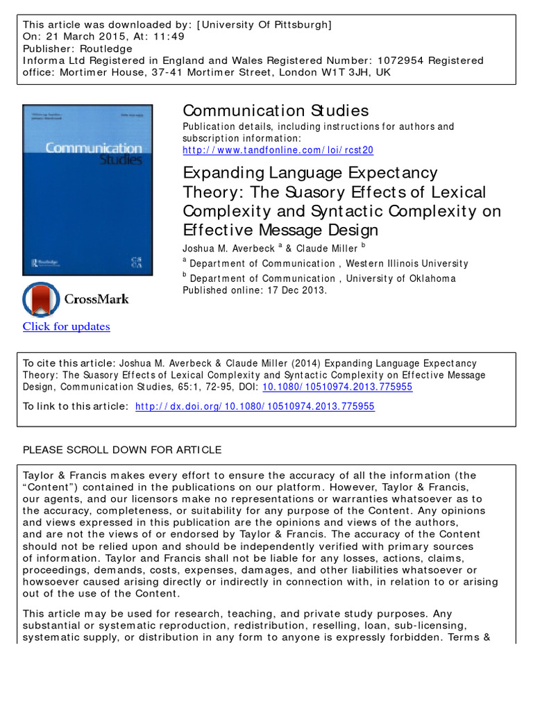 Theory The Suasory Effects Of Lexical Complexity And Syntactic Complexity On Effective Message