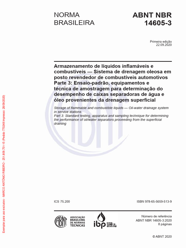 ABNT NBR 14605-3 - Ensaio-Padrão, Amostragem - CSAO | PDF ...