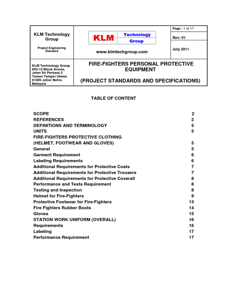 Firefighters PPE Standards and Specifications | PDF | Fires | Personal ...