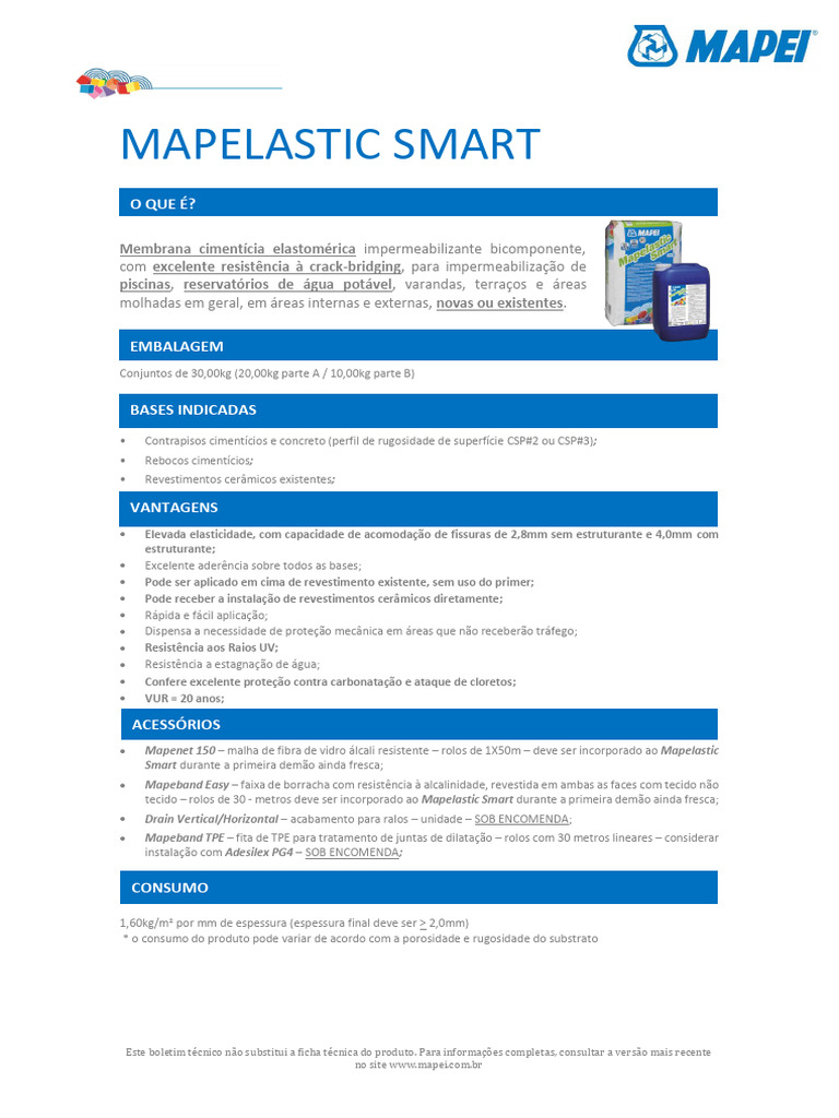 Boletim - Mapelastic Smart REV | PDF | Materiais