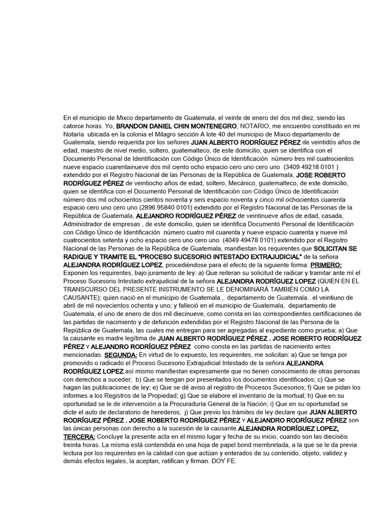 Acta Notarial de Requerimiento de Radicacion de Proceso Sucesorio ... Acta Notarial de Requerimiento de Radicacion de Proceso Sucesorio ...