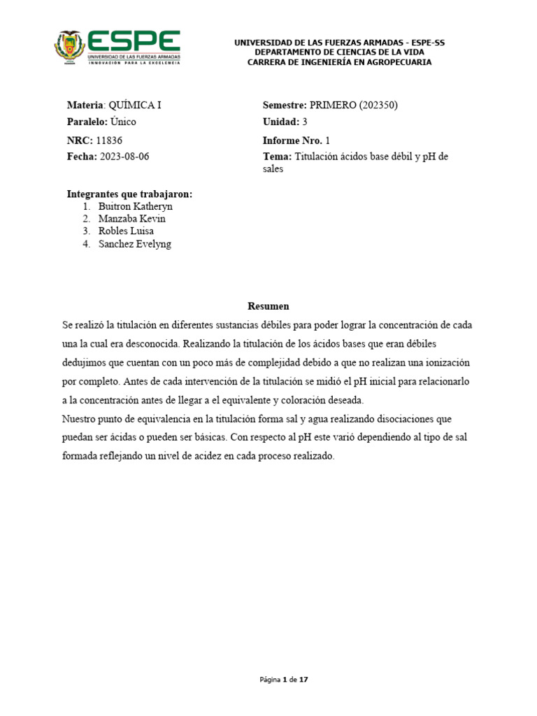 LABOTARORIO | PDF | Valoración | Química