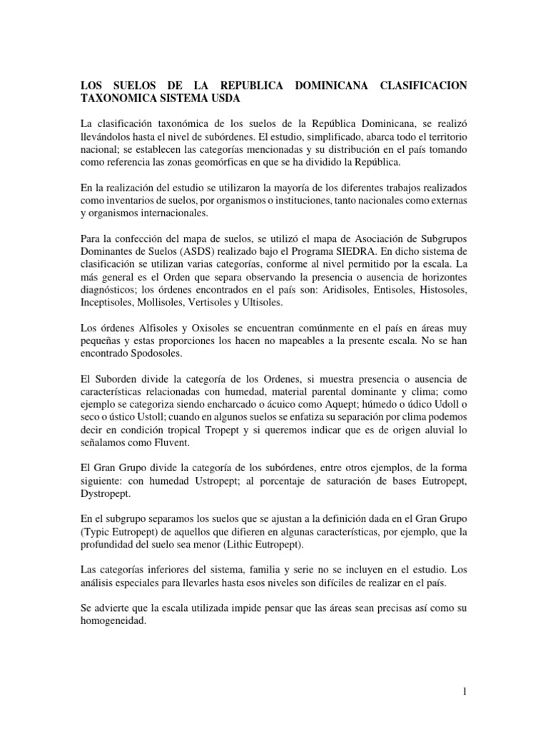 6 Clasificacion Taxonomica Suelos RD | PDF | Suelo | Riego