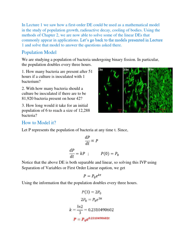 Lecture 7 | PDF | Equations | Bacteria