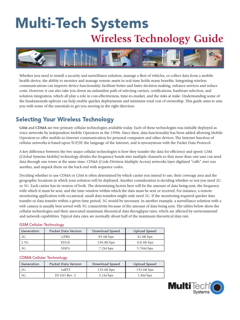 Multi-Tech Systems: Wireless Technology Guide | PDF | 3 G | Cellular ...