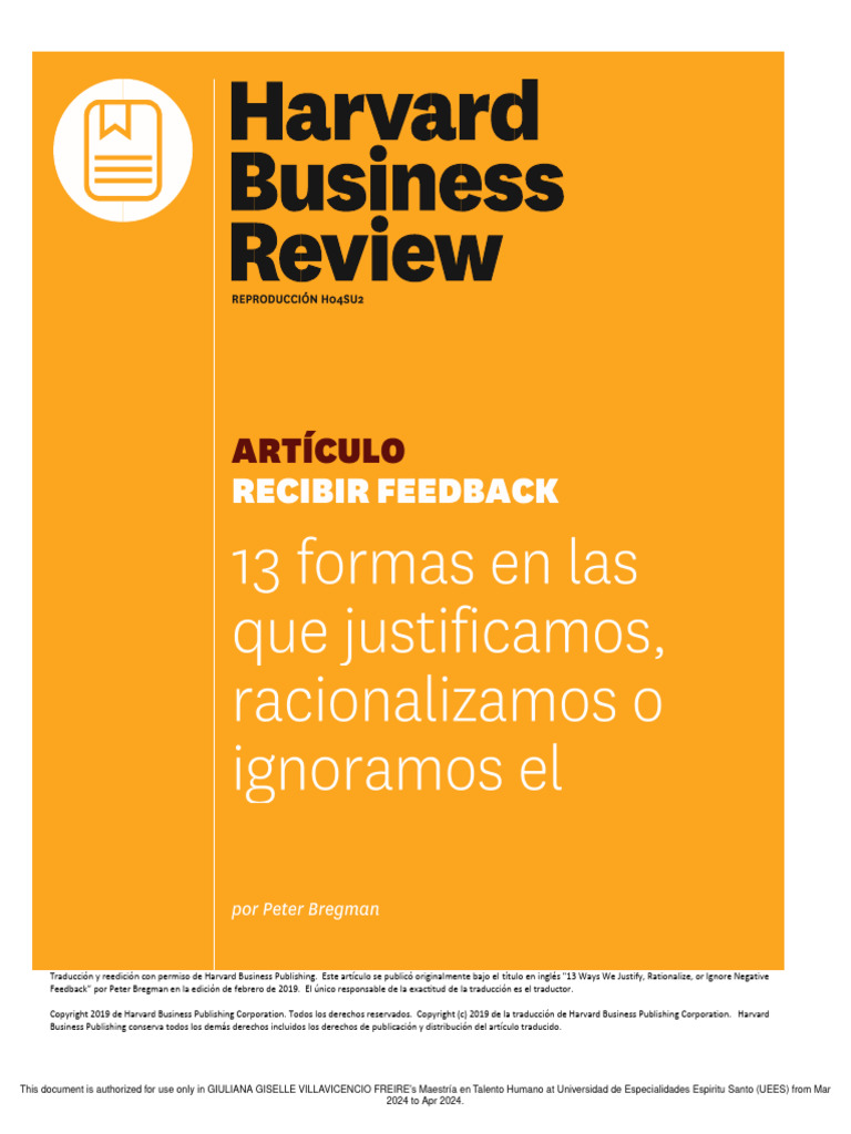 H04SU2-PDF-SPA Artículo RECIBIR FEEDBACK Harvard Business Review | PDF ...