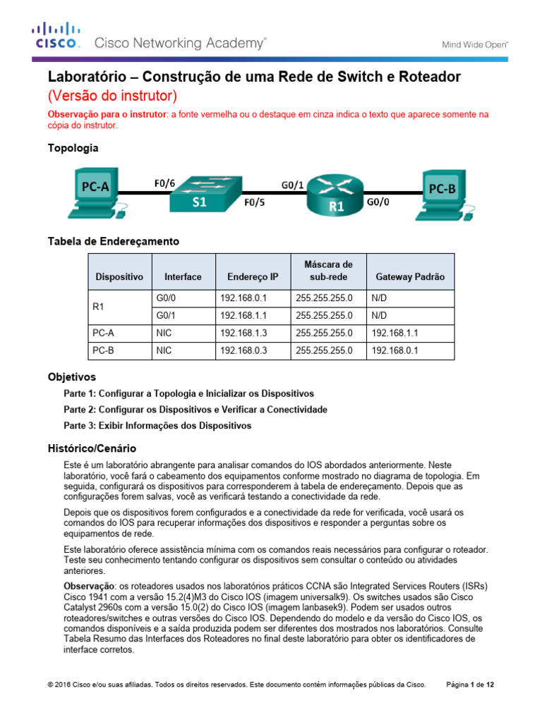 6.5.1.2 Lab - Building A Switch and Router Network - ILM | PDF | Rede de computadores | Roteador ...