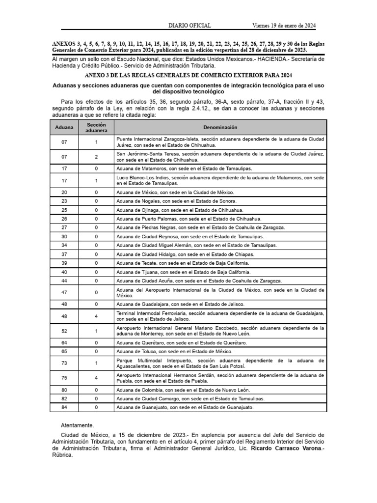 Anexos Reglas Generales de Comercio Exterior | PDF | aduana | México
