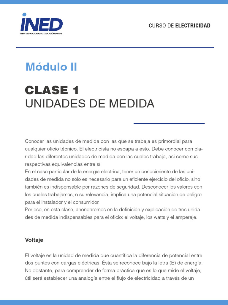 m2 c1 Unidades de Medida | PDF | voltaje | Energia electrica