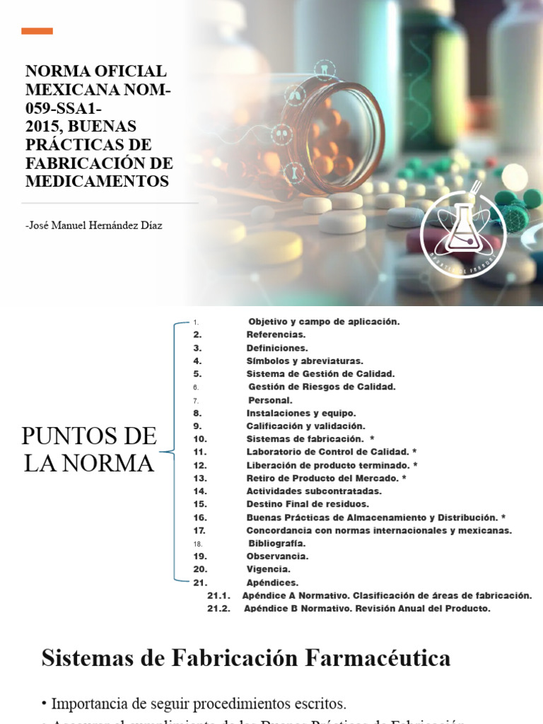 Norma Oficial Mexicana Nom-059-Ssa1-2015, Buenas Prácticas de | PDF ...