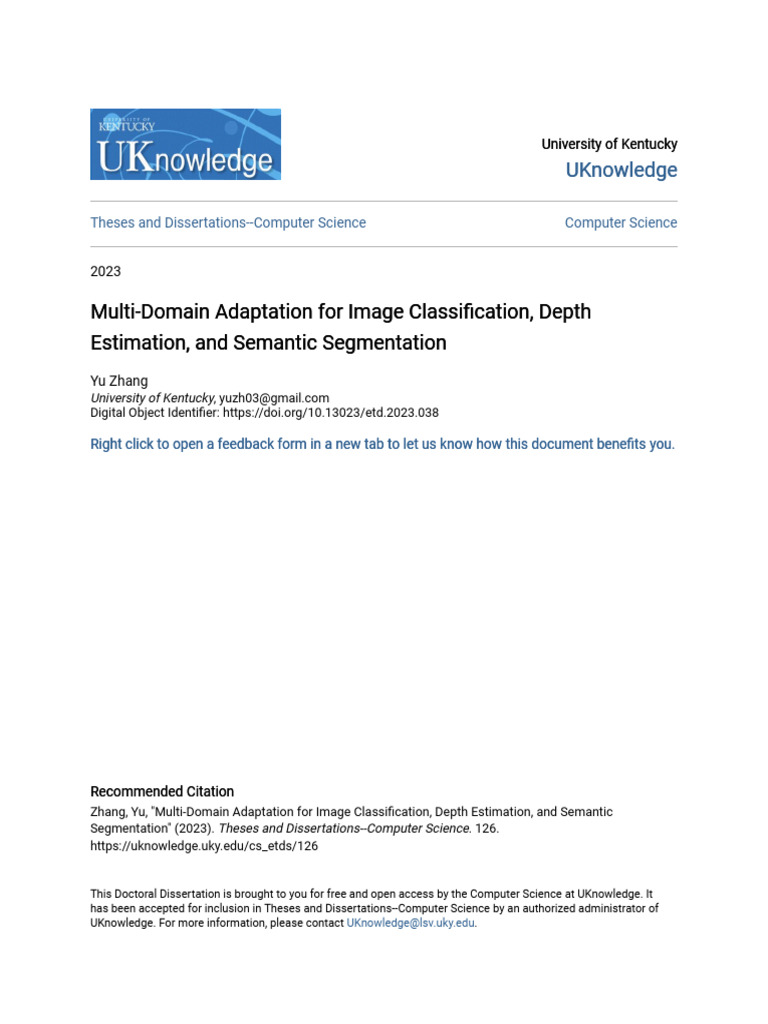 Multi-Domain Adaptation For Image Classification Depth Estimatio | PDF | Artificial Neural ...
