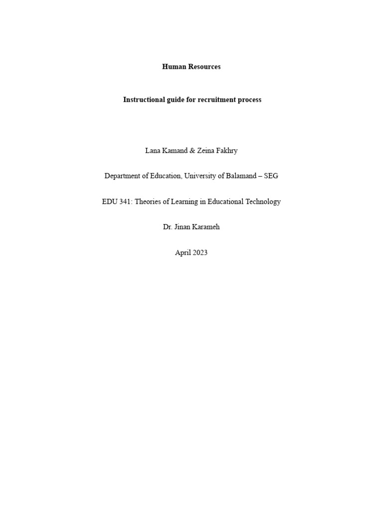 Human Resources Instructional Guide For Recruitment Process 4 | PDF | Learning | Recruitment