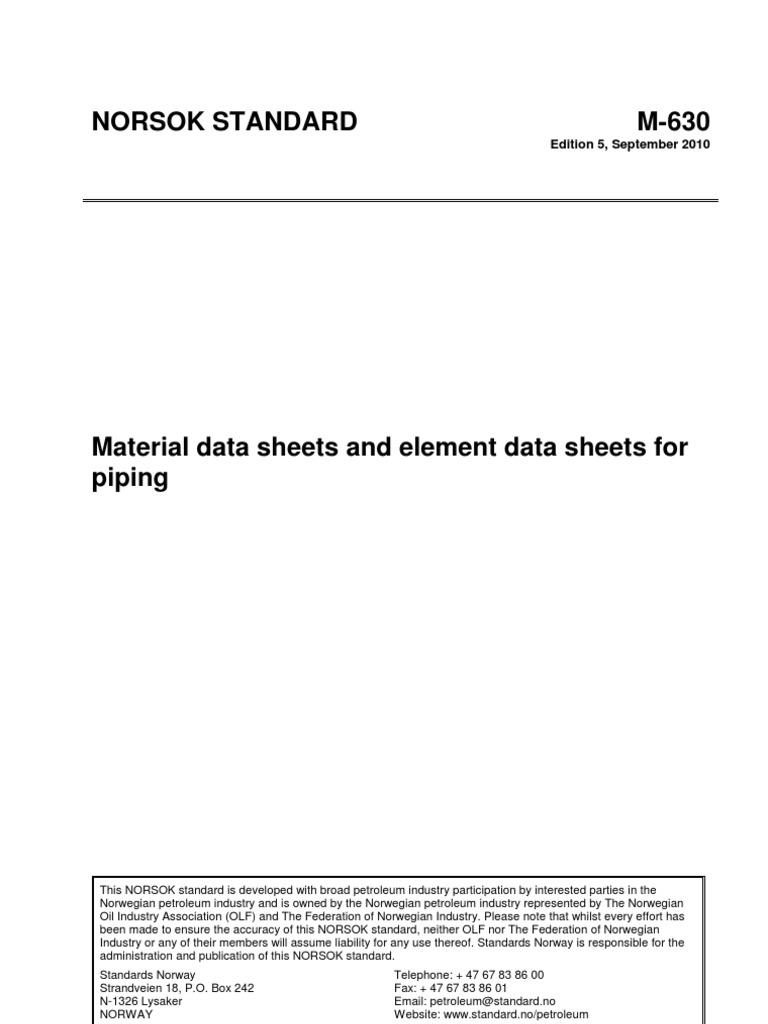 Material Data Sheets and Element Data Sheets For Piping | PDF ...