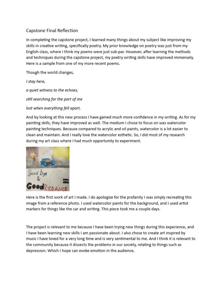 Capstone Final Reflection | PDF | Thought | Creativity