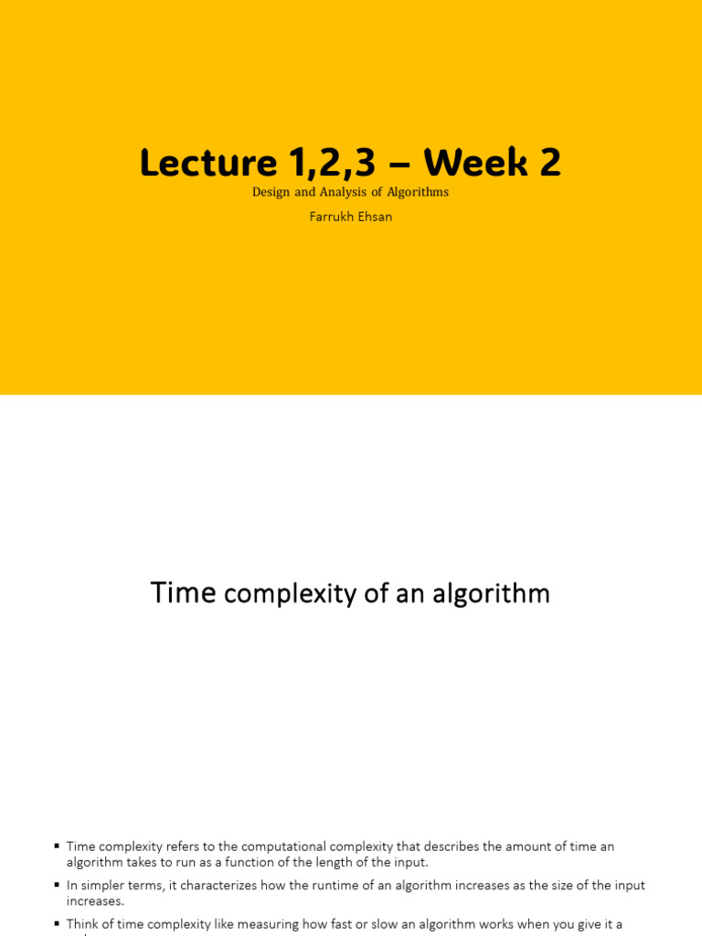 Lecture 2,3 - Week 2 | PDF | Time Complexity | Algorithms