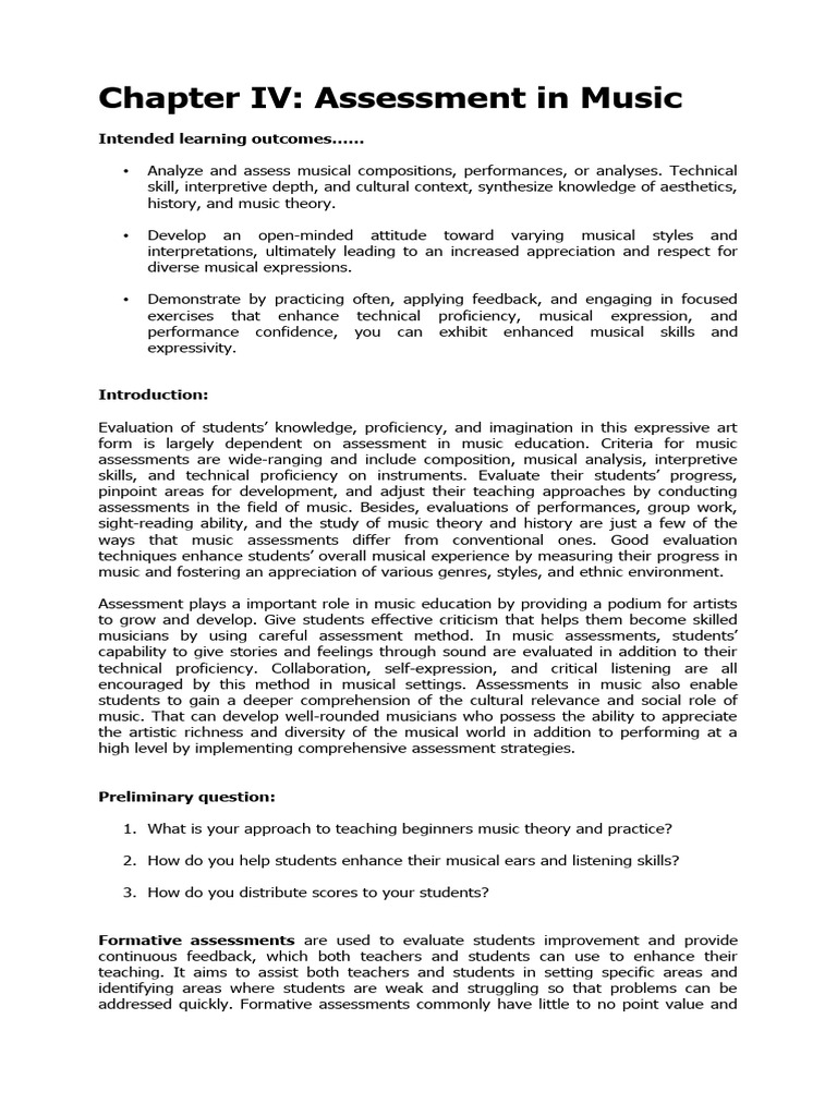 Music Final Write Up | PDF | Educational Assessment | Rubric (Academic)