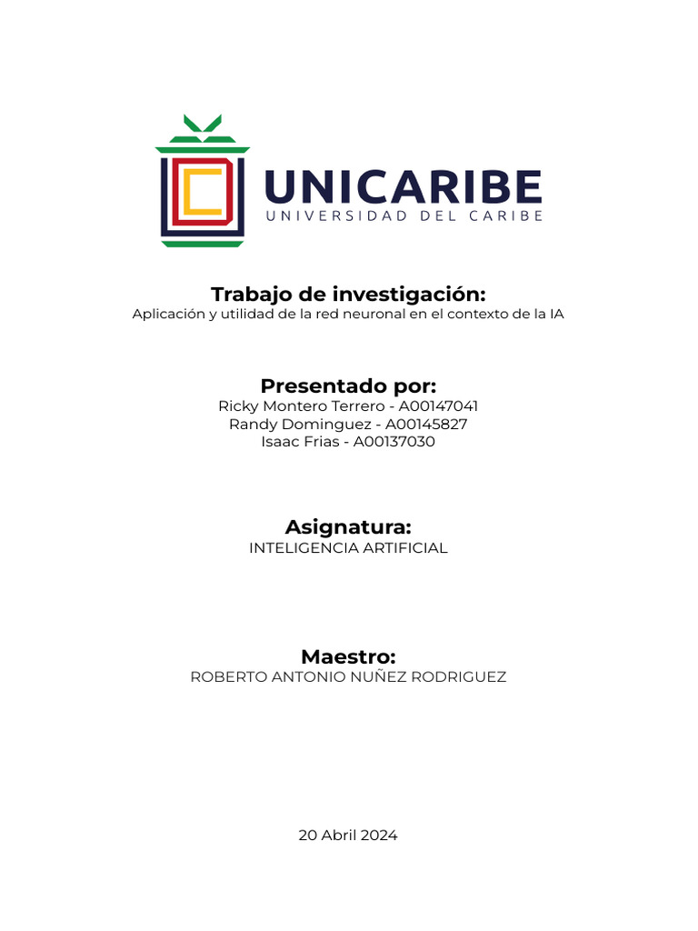 Trabajo Final - Inteligencia Artificial | PDF | Red neuronal artificial ... Trabajo Final - Inteligencia Artificial | PDF | Red neuronal artificial ...