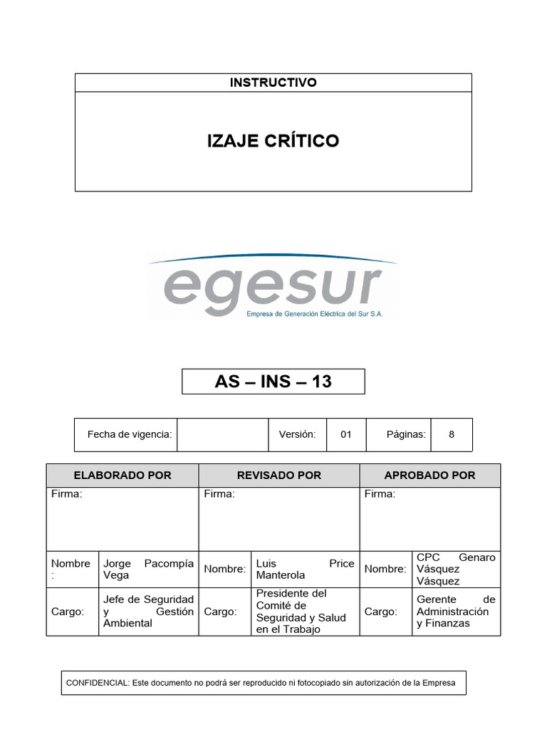 AS-INS-13 Izaje Crítico (v1) | PDF