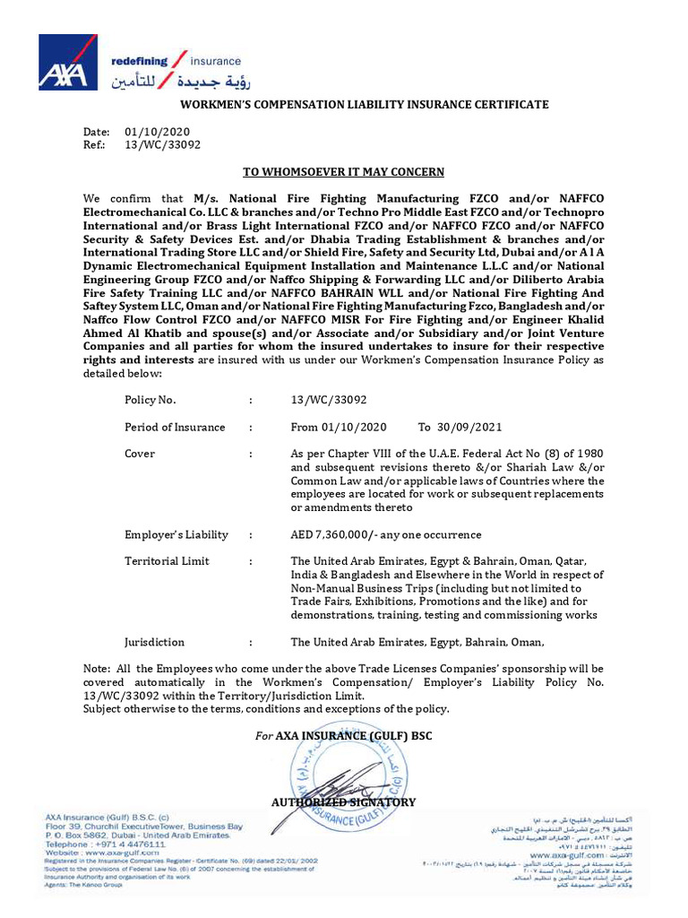 Workmens Compensation (30-9-21) | PDF | United Arab Emirates | Bahrain