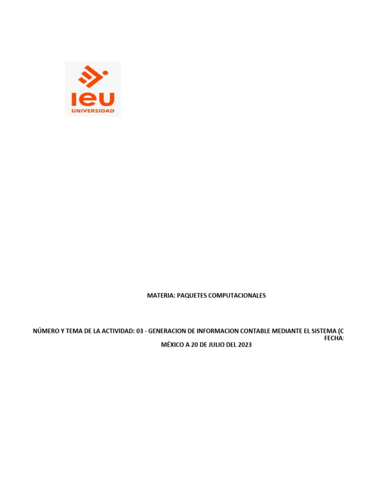 Generación de Información Contable COI | PDF | Contabilidad | Microsoft ...