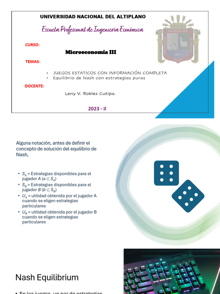 3 Equilibrio de Nash | PDF | Teoría de juego | Juego de azar