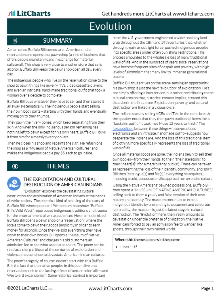 LitCharts Evolution | PDF | Poetry | Pawnbroker