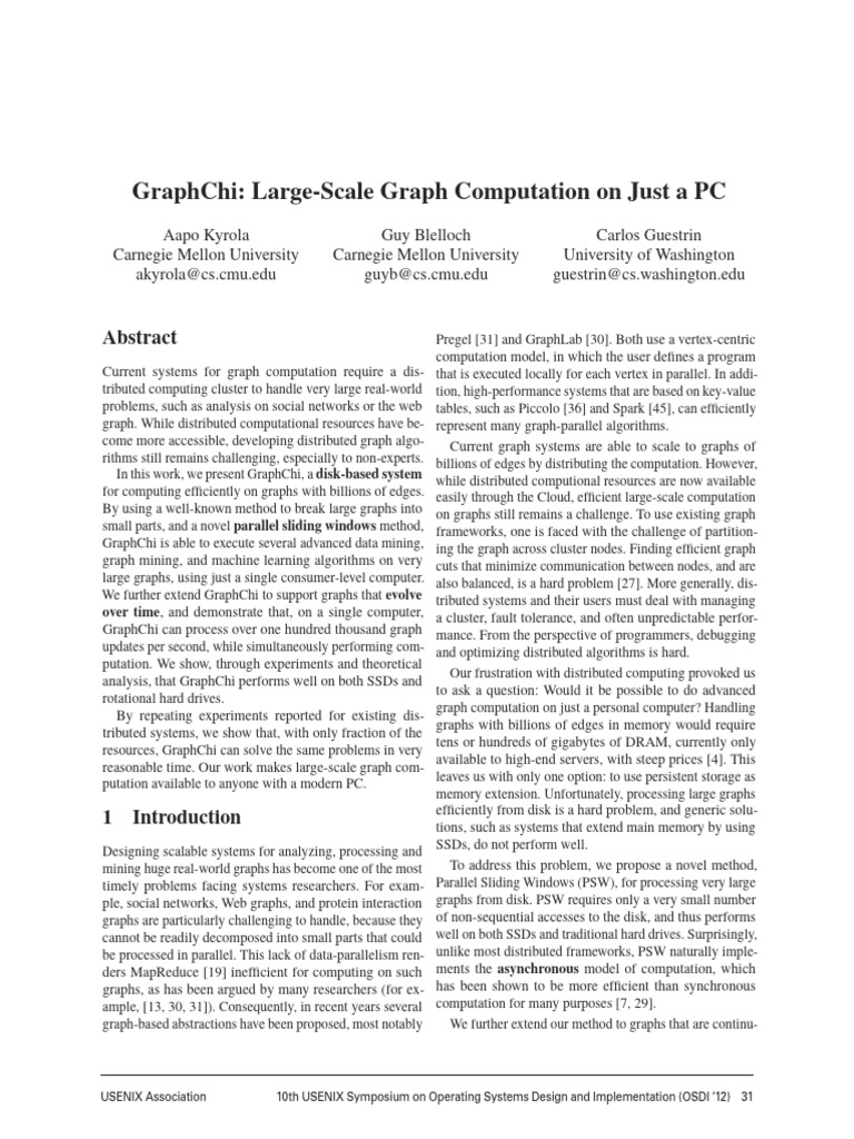 GraphChi Large-Scale Graph Computation On Just A PC | PDF | Vertex ... GraphChi Large-Scale Graph Computation On Just A PC | PDF | Vertex ...