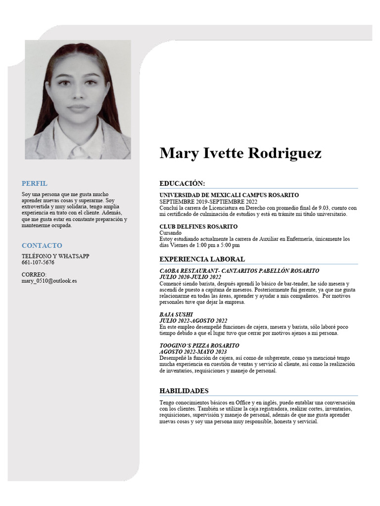 CV Mary Rodriguez | PDF | Business