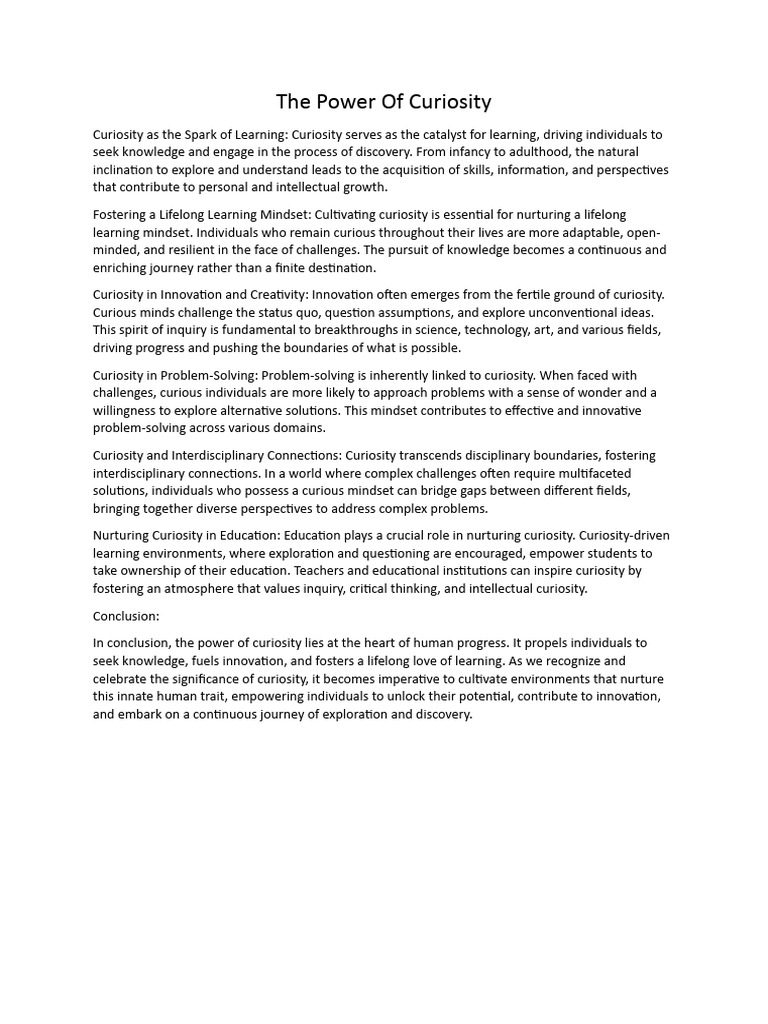 The Power of Curiosity | PDF | Curiosity | Mindset