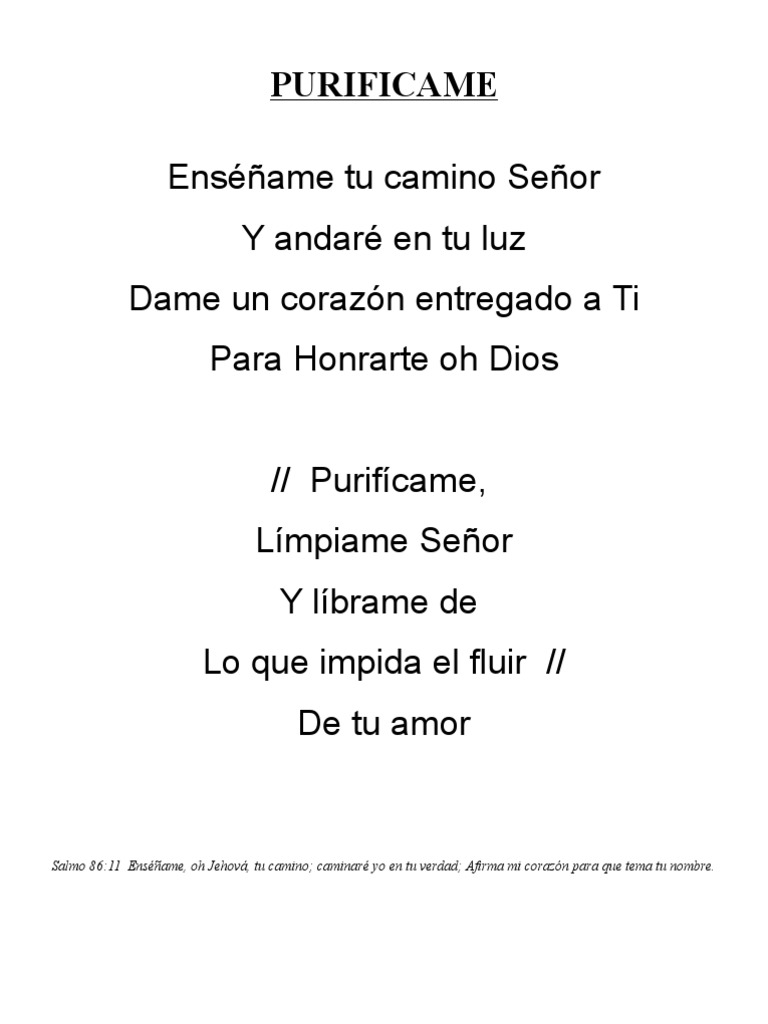 Purifícame: Letra y Acordes | PDF