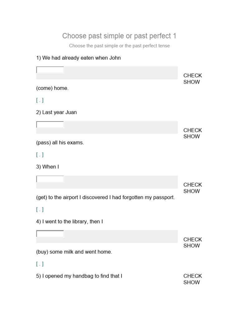 Choose past simple or past perfect 1 | PDF