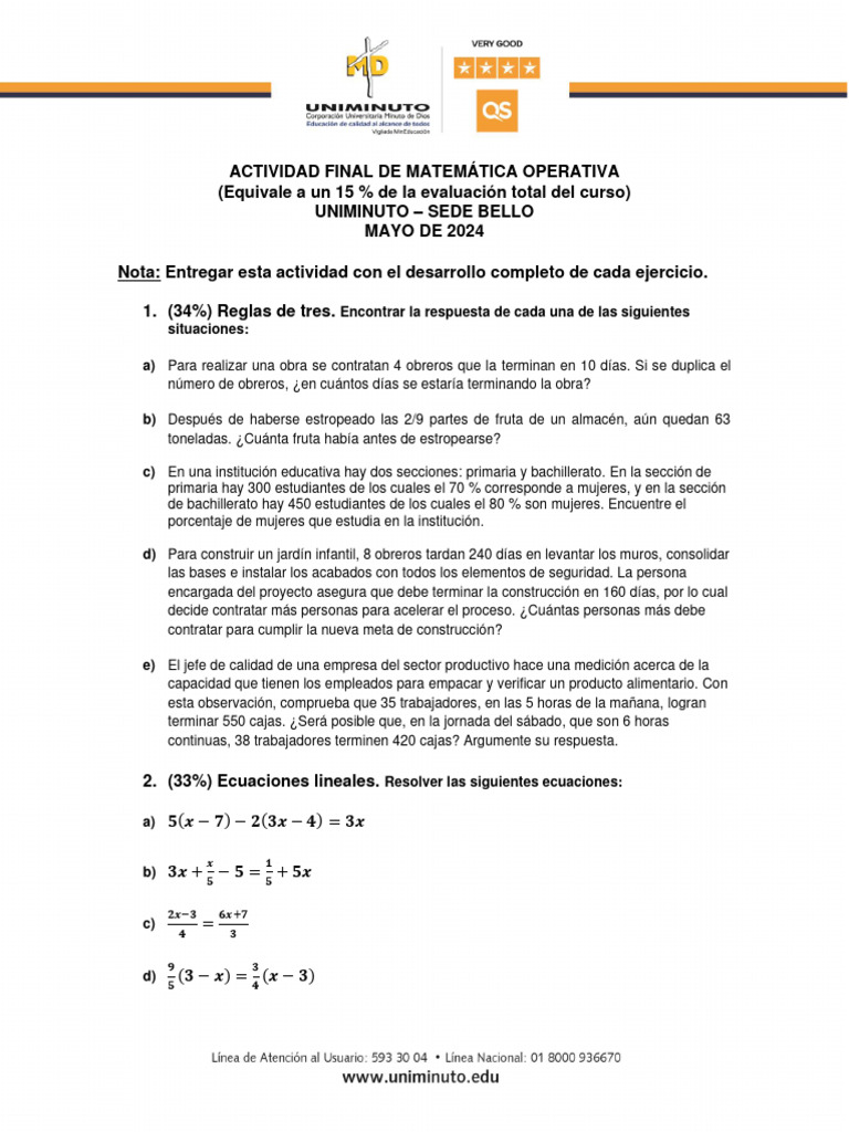 Actividad Final MO | PDF | Ecuaciones