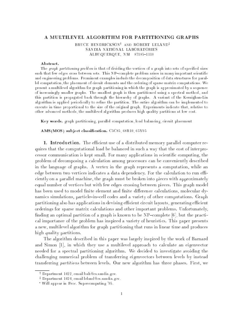 A Multilevel Algorithm For Partitioning | PDF | Vertex (Graph Theory) | Mathematical Relations