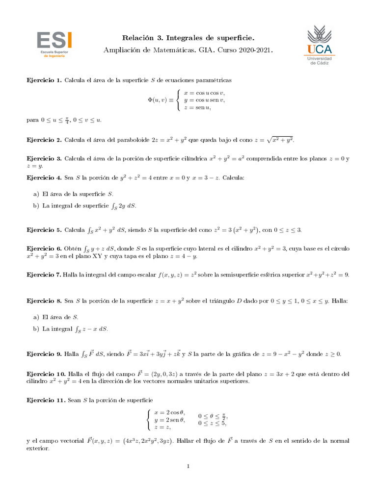 Relación 3 Ampliación | PDF | Vector Euclidiano | Integral