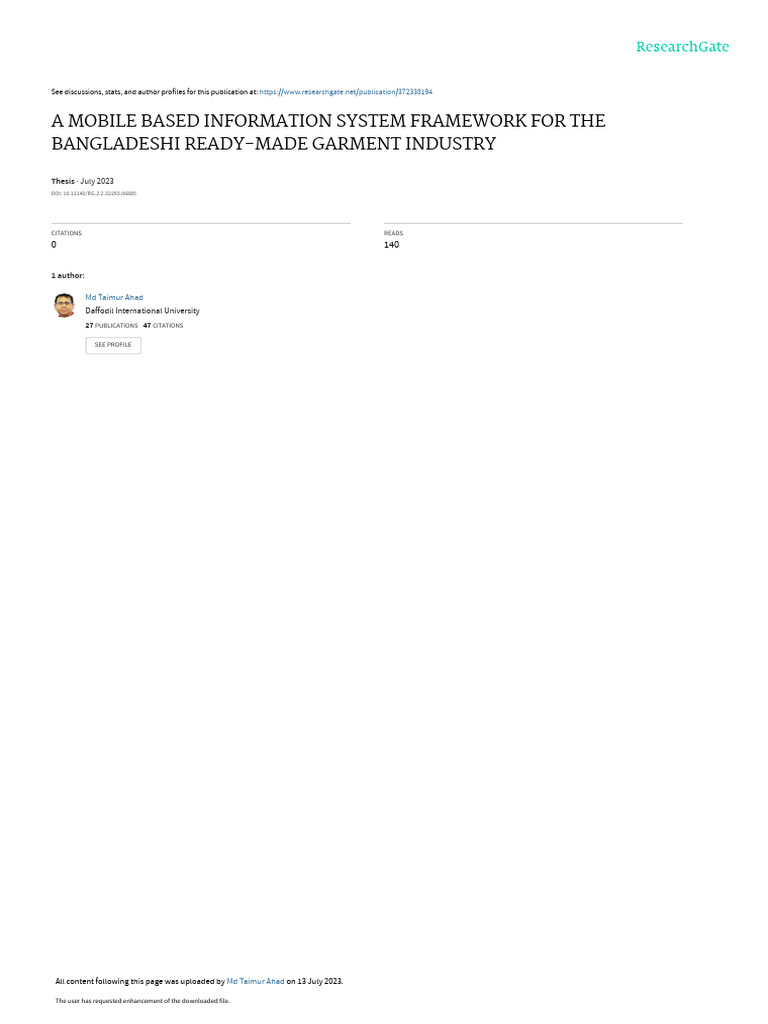 A Mobile Based Information System Framework For The Bangladeshi Ready ... A Mobile Based Information System Framework For The Bangladeshi Ready ...
