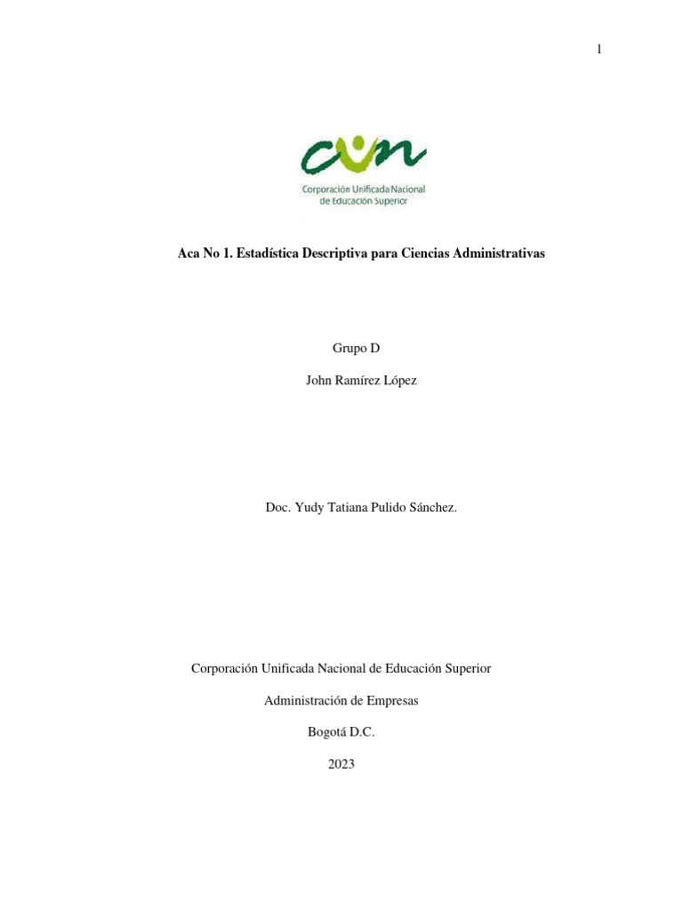Aca No 1. | PDF | Datos | Estadísticas