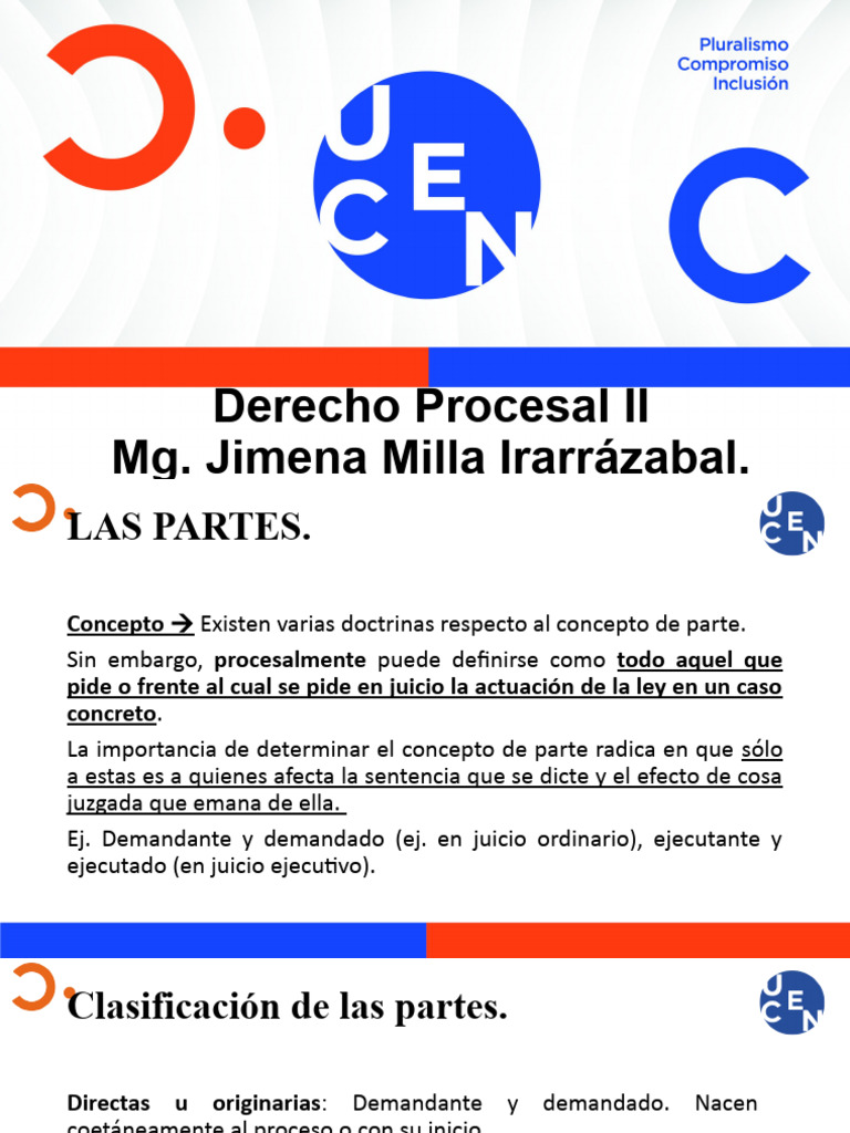 Concepto y Clasificación de Partes Procesales | PDF | Ley procesal ...