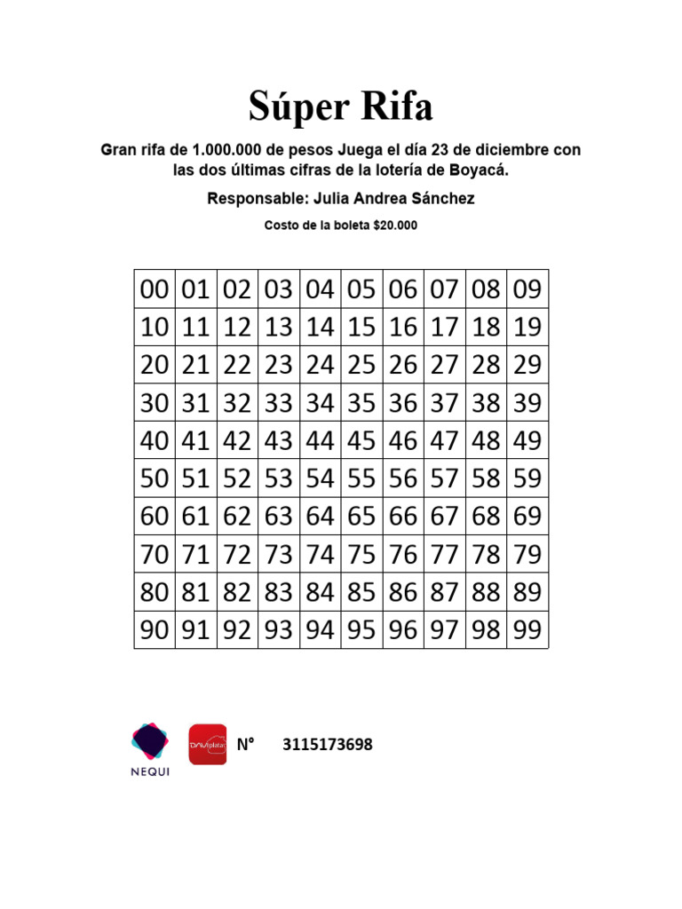 Formato de Rifa Sencillo | PDF