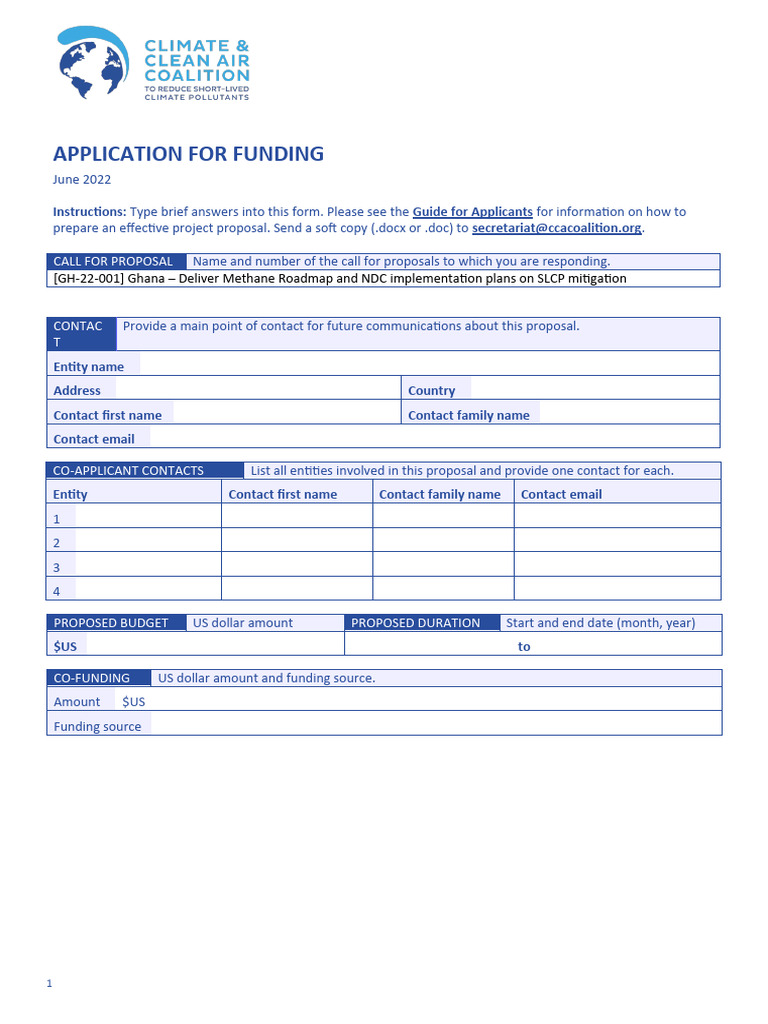 (GH-22-001) Application Form | Download Free PDF | Climate Change ...