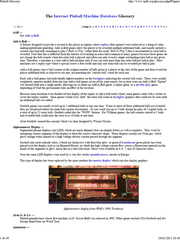Pinball Glossary | PDF